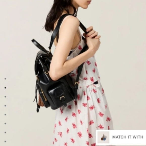 Miu Miu | Bags | Miu Miu Black Leather Backpack | Poshmark